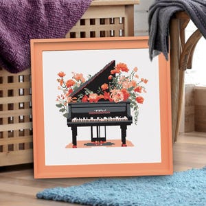 Piano Cross Stitch, Musical Instrument Cross Stitch Pattern, Piano ...