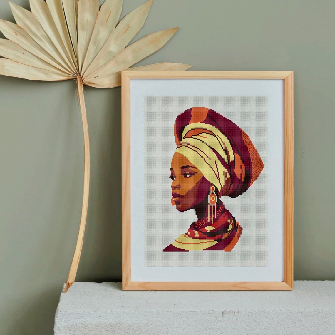 Traditional African Cross Stitch Pattern, African Woman With Head Wrap ...