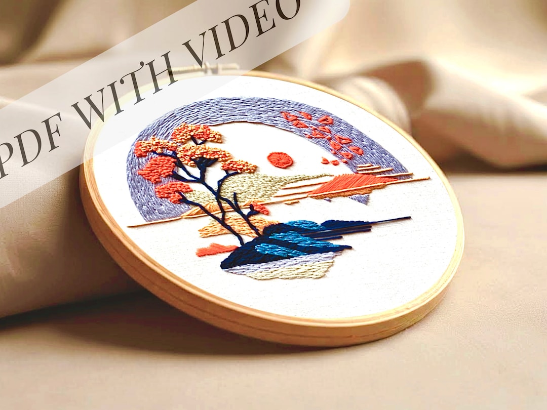 Japanese Cherry Blossom Embroidery Pattern With Video Tutorial, Cherry ...