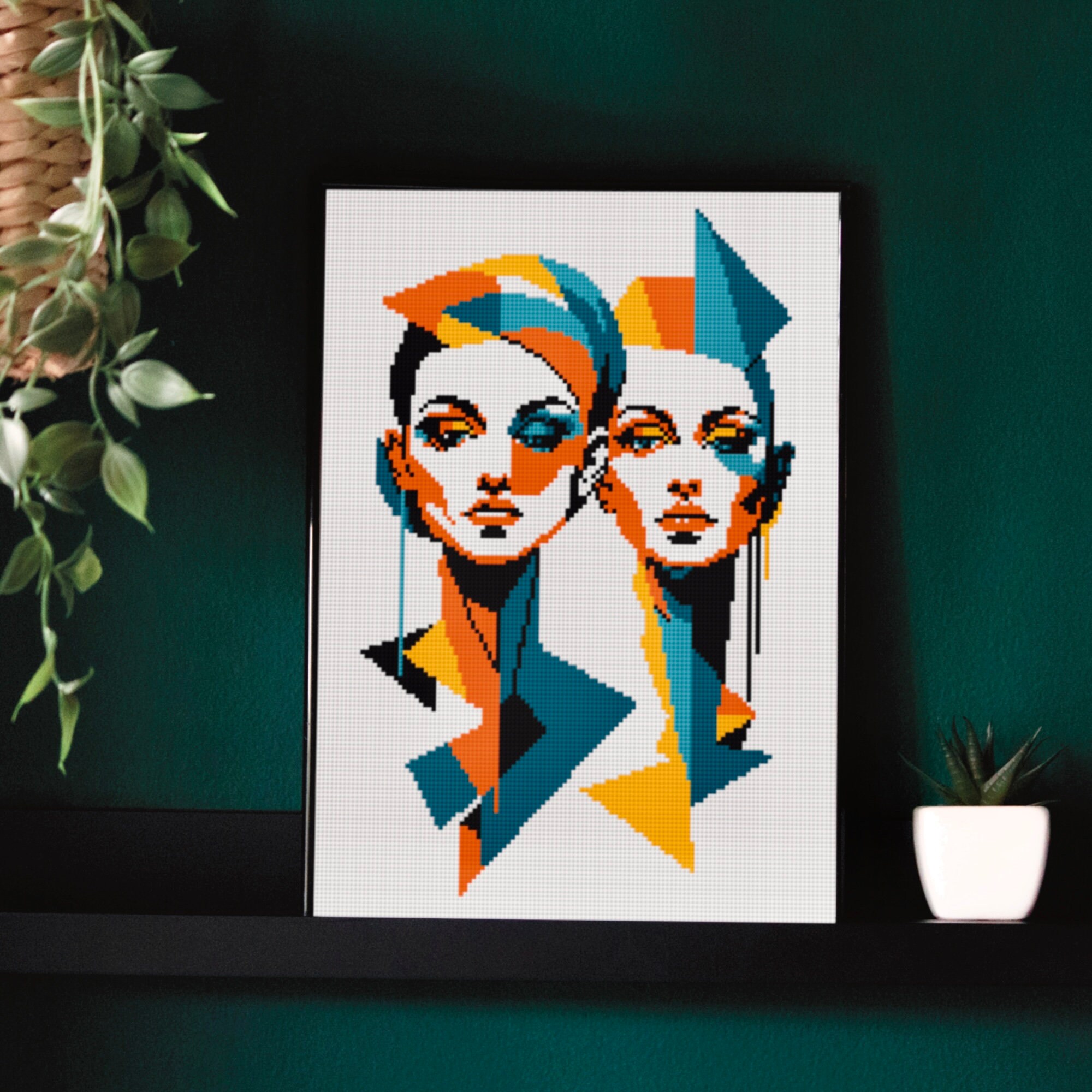 Cubism Abstract Cross Stitch Pattern, Minimalistic Geometric Cross ...