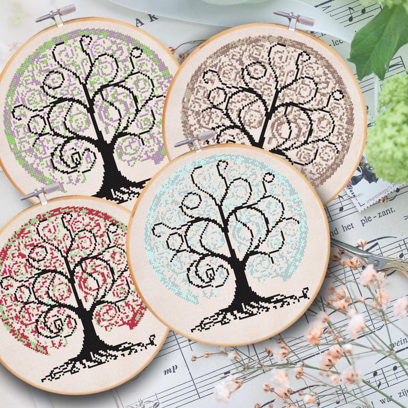 Cross Stitch Tree - Etsy