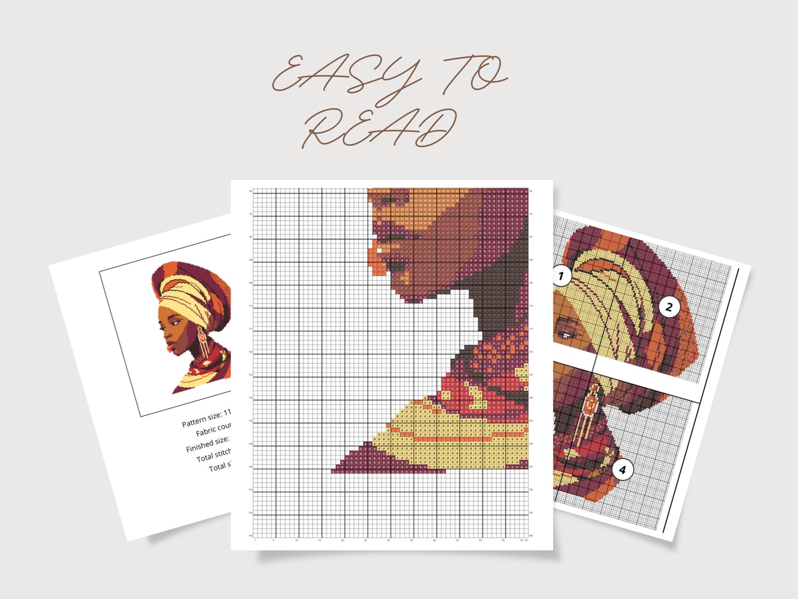 Traditional African Cross Stitch Pattern, African Woman With Head Wrap ...