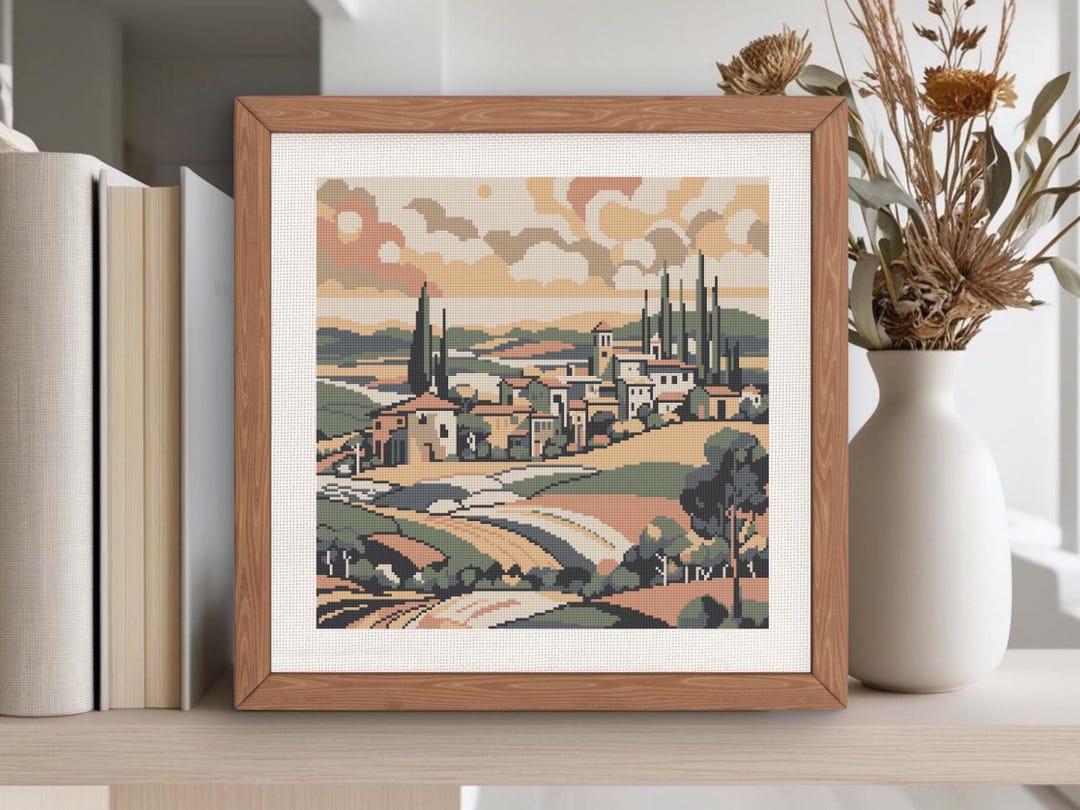 Tuscany Landscape Cross Stitch Pattern: Italian Rural Embroidery (PDF ...