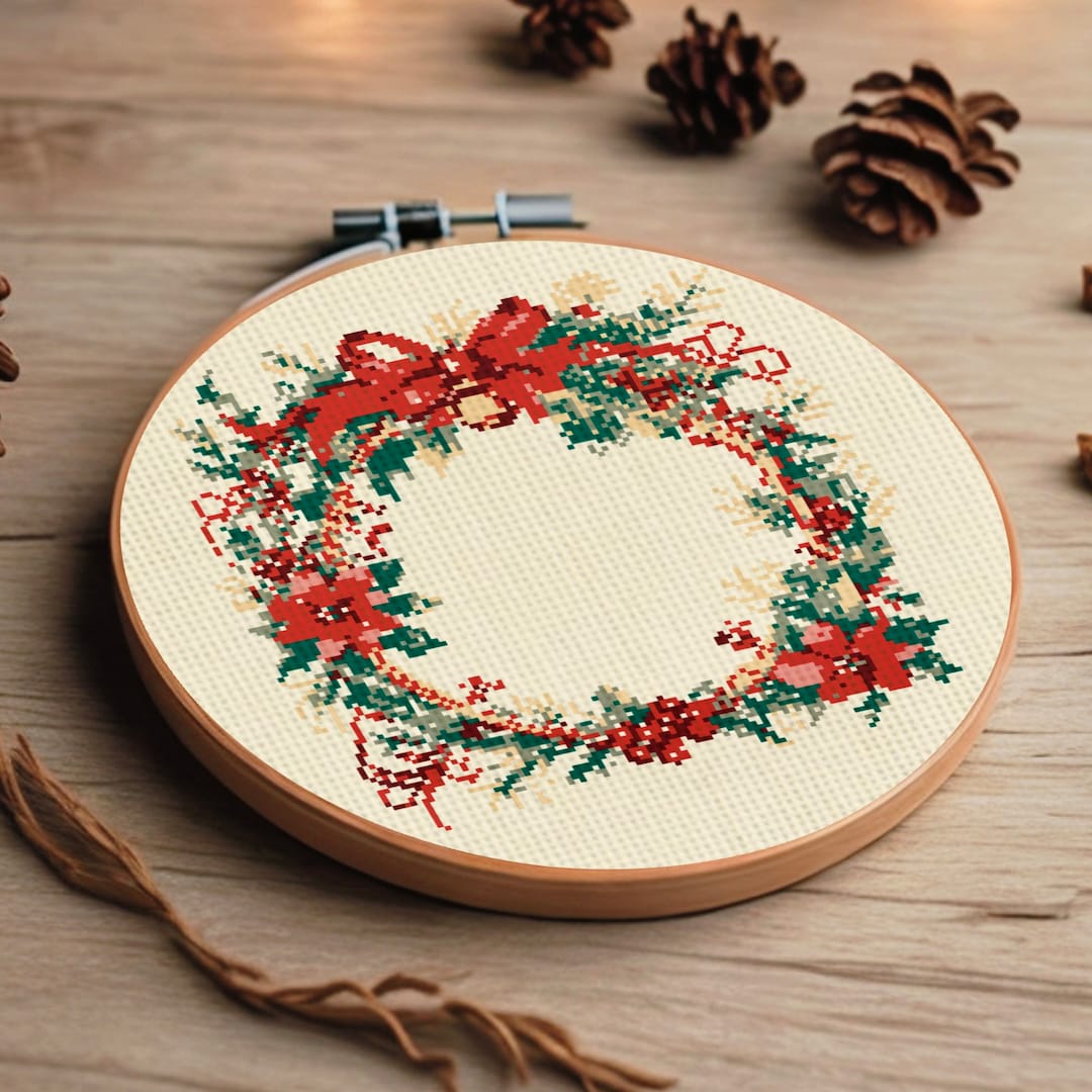 Christmas Wreath Cross Stitch Pattern Christmas Wreath - Etsy
