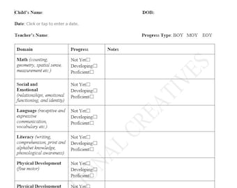 Printable Progress Report / Report Card for Preschools and Toddler ...