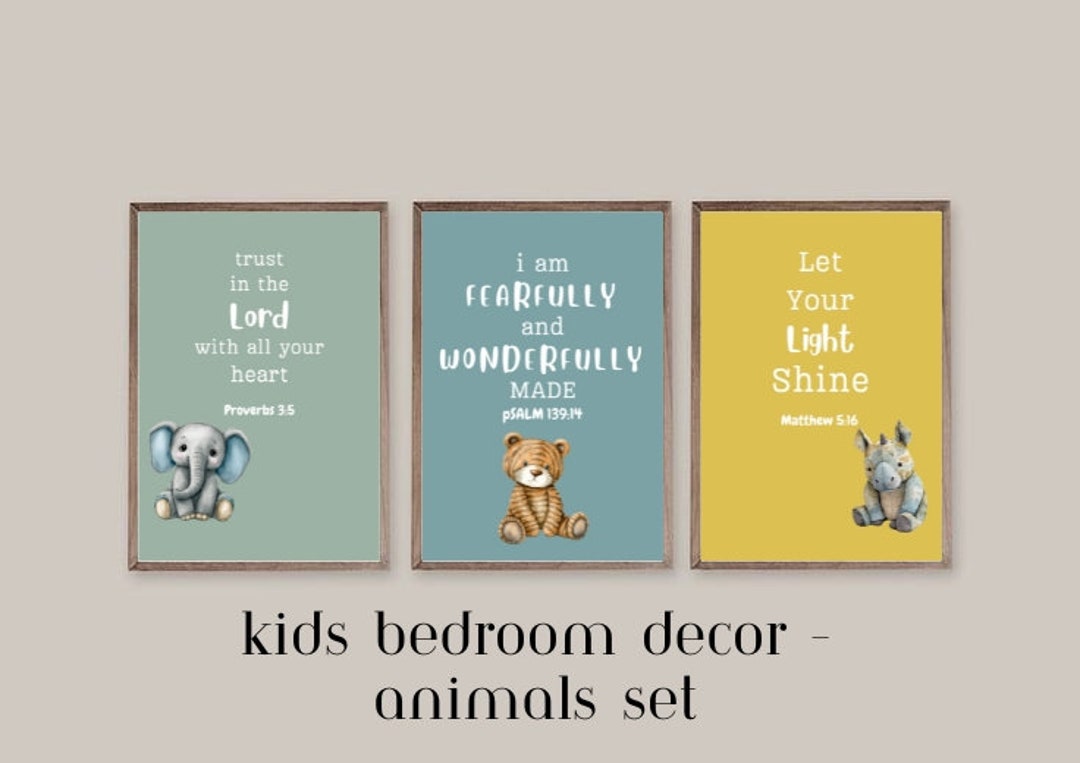 Kids Bible Verse Poster Bundle, Scripture Boho Wall Art, Church Sunday ...