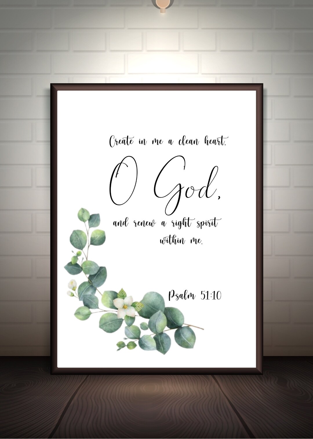 Psalm 51:10 Bible Verse Wall Art Printable Wall Art Watercolor ...