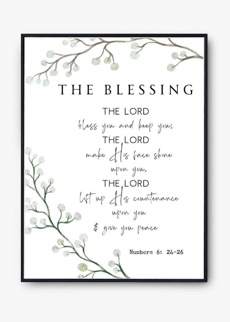 The Blessing Numbers 6:24-26 Bible Verse Wall Art Printable Wall Art ...