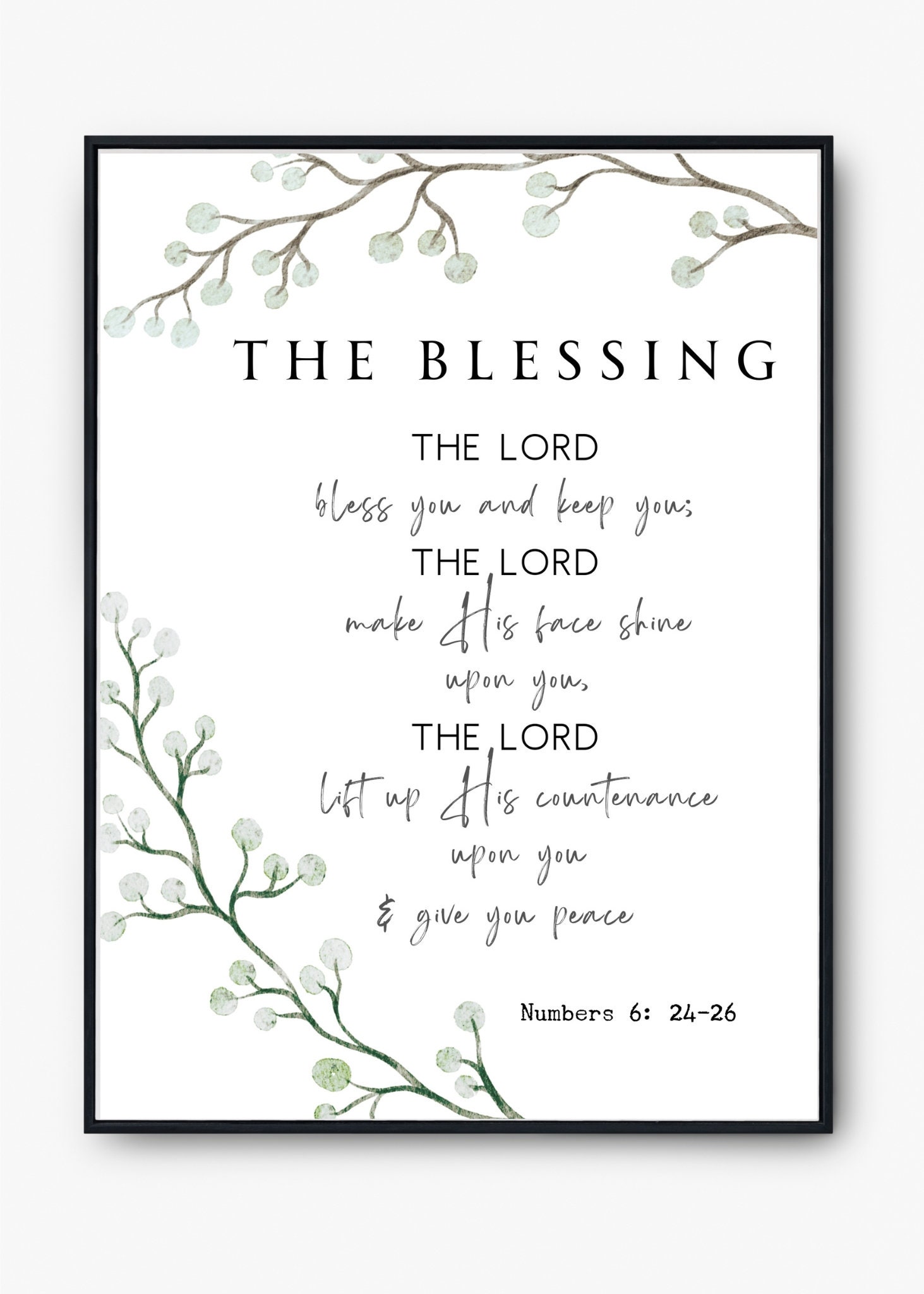 The Blessing Numbers 6:24-26 Bible Verse Wall Art Printable Wall Art ...