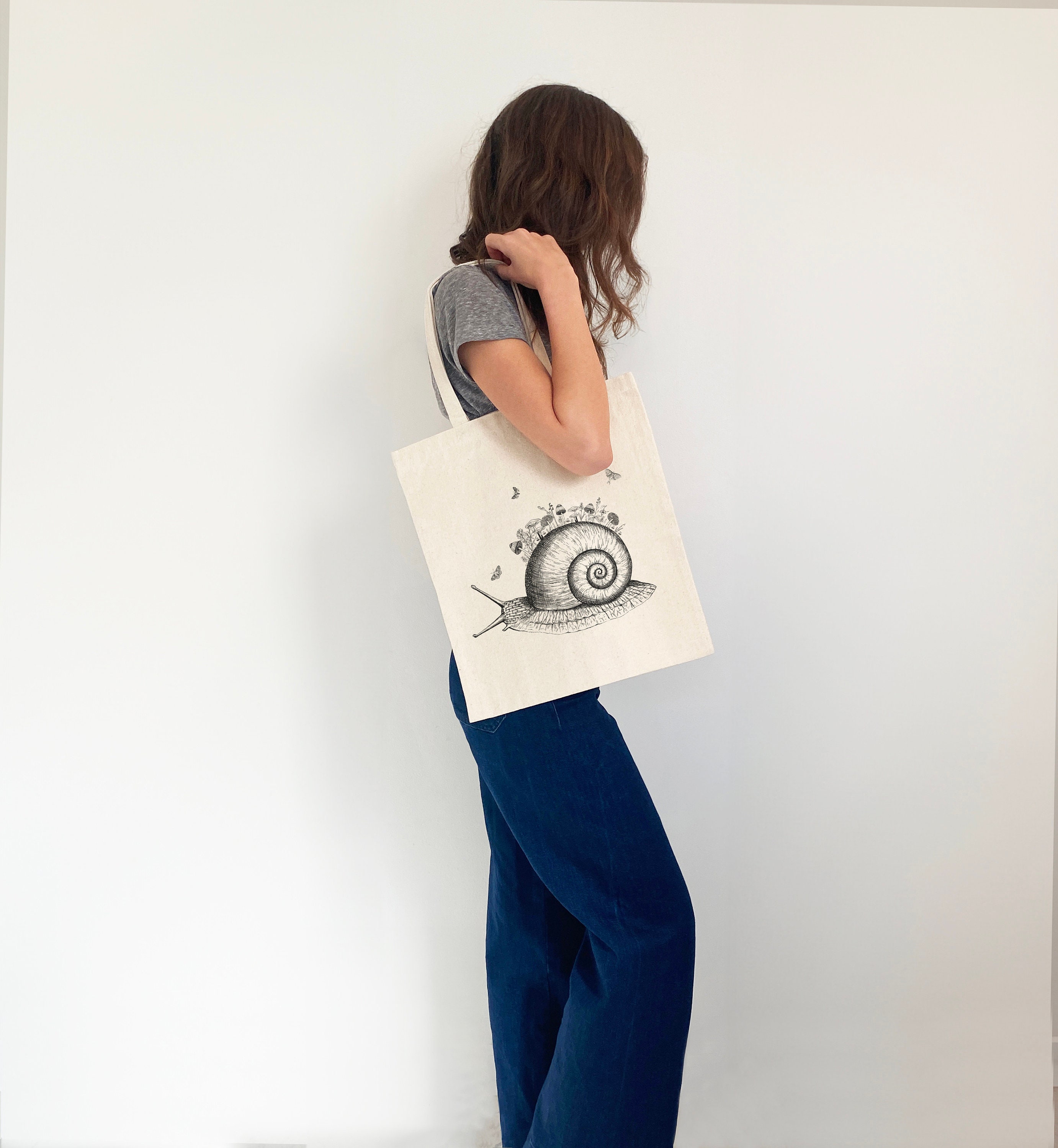 Snail Tote Bag, Fungi Tote Bag, Goblincore, Goblin Core, Cottagecore ...