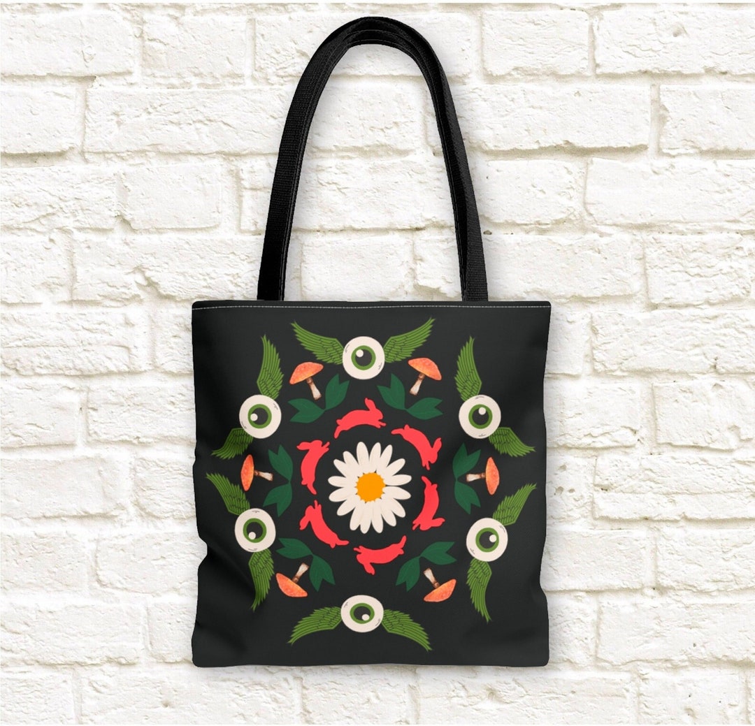 Mandala Tote Bag, Weirdcore, Flying Eyeball, Mushroom, Bunny, Wings, Quirky - Etsy
