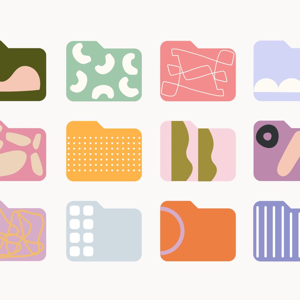 Colorful Desktop Folder Icons: Mac File Organization (digital Download ...