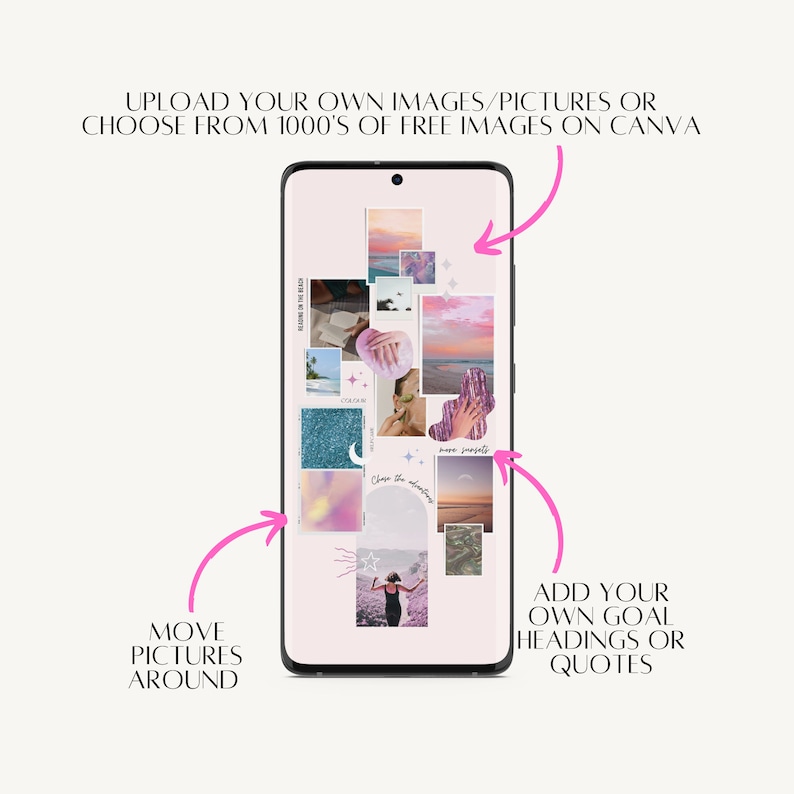 Vision Board, Phone Wallpaper, Canva Template, Vision Board Lockscreen ...