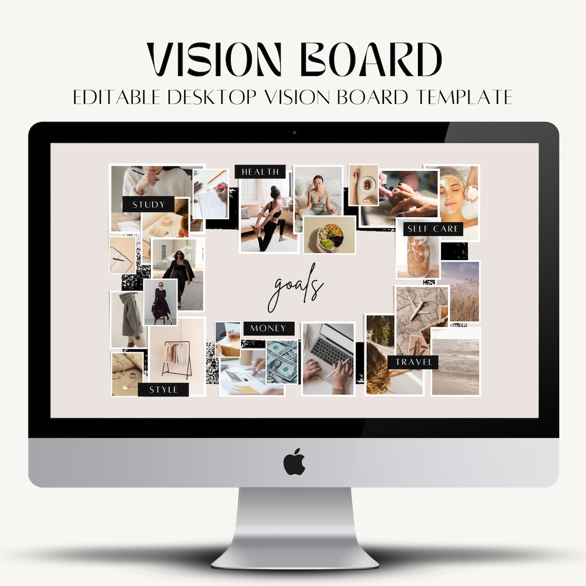 Digital Vision Board Template Canva, 2025 Vision Board, 2024 Goals ...