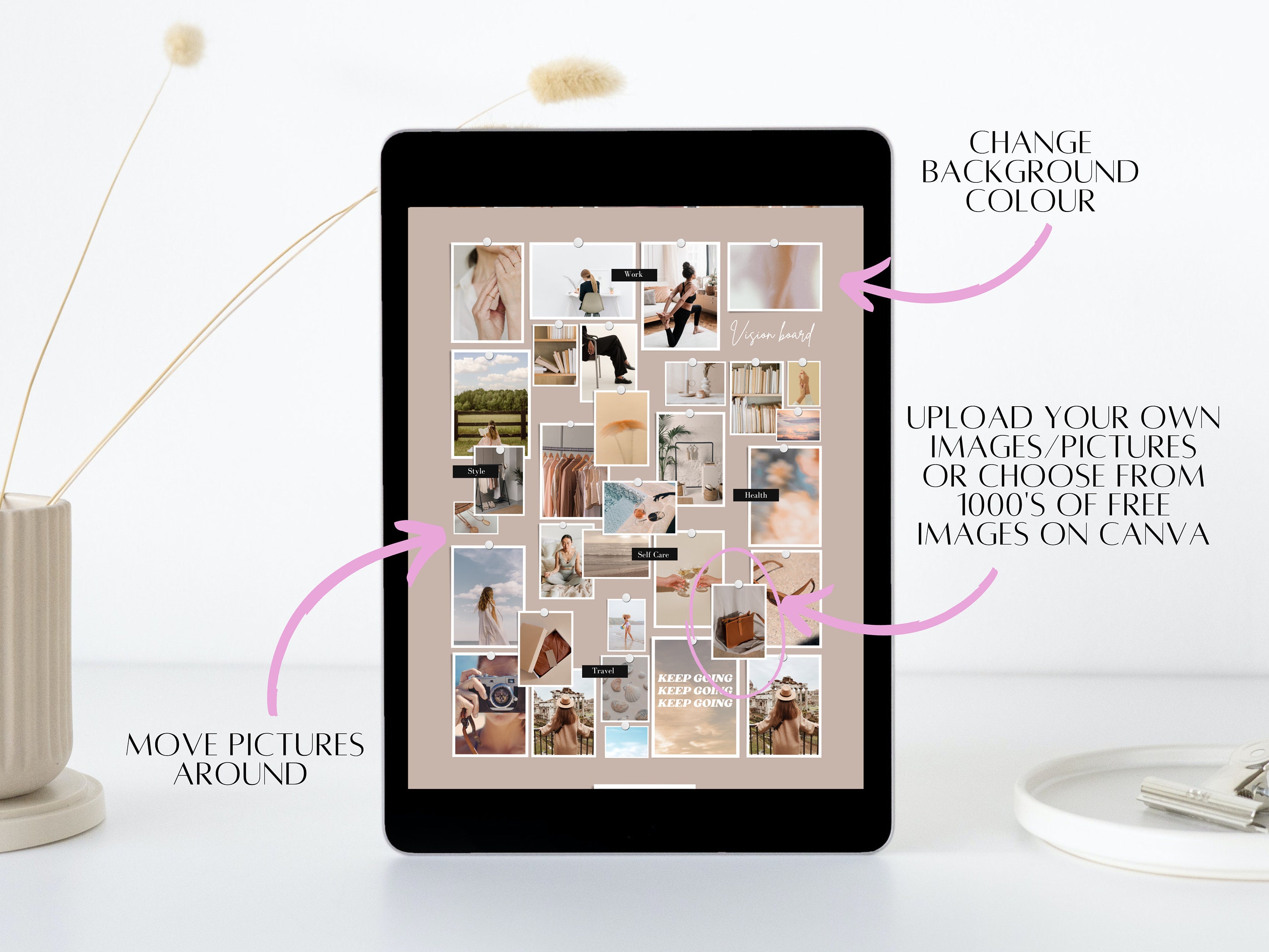 Digital Vision Board, Vision Board Template Canva, 2025 Vision Board ...