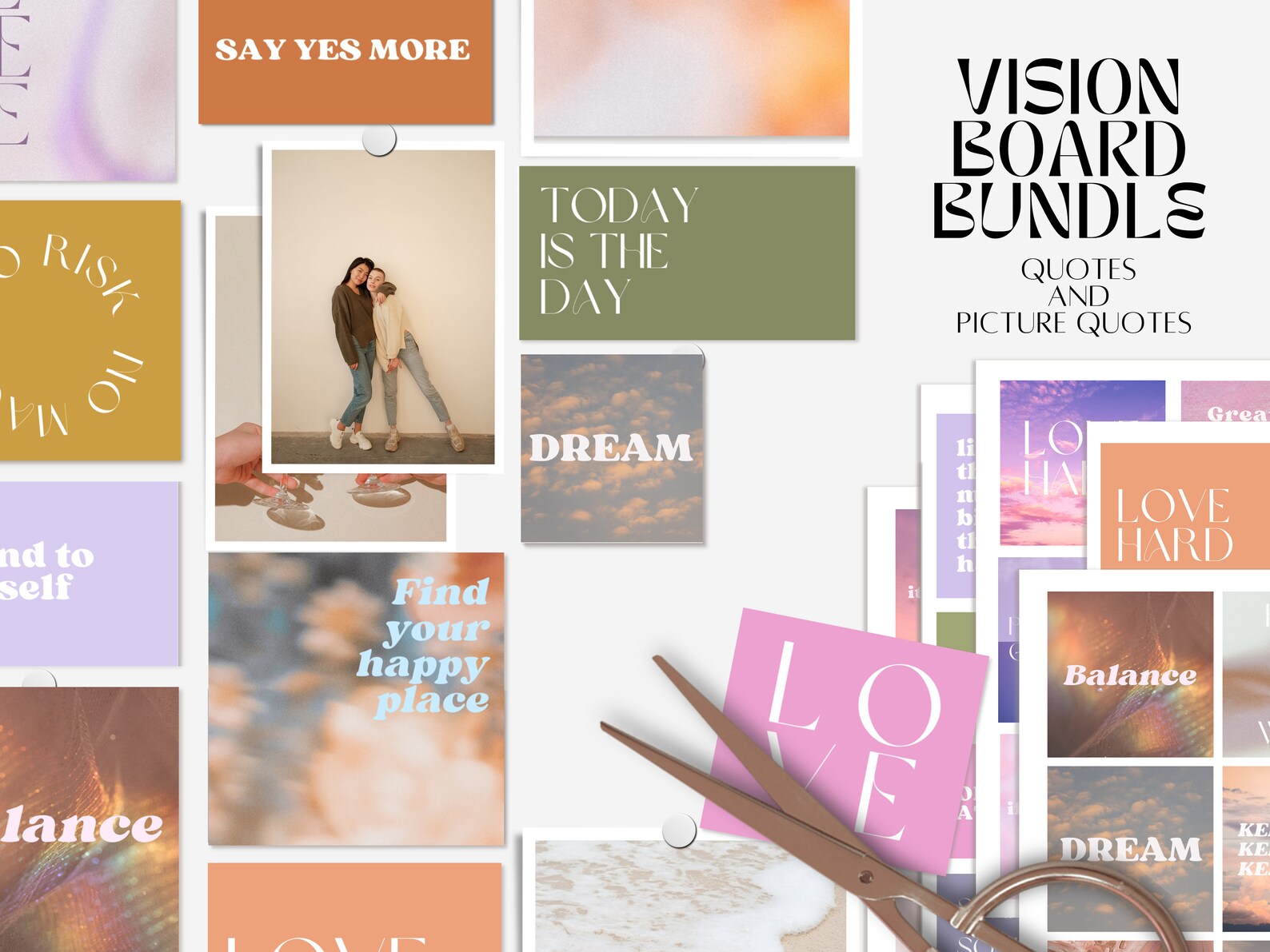 Vision Board Quotes, Printable 2024 Vision Board, Motivational Sayings ...