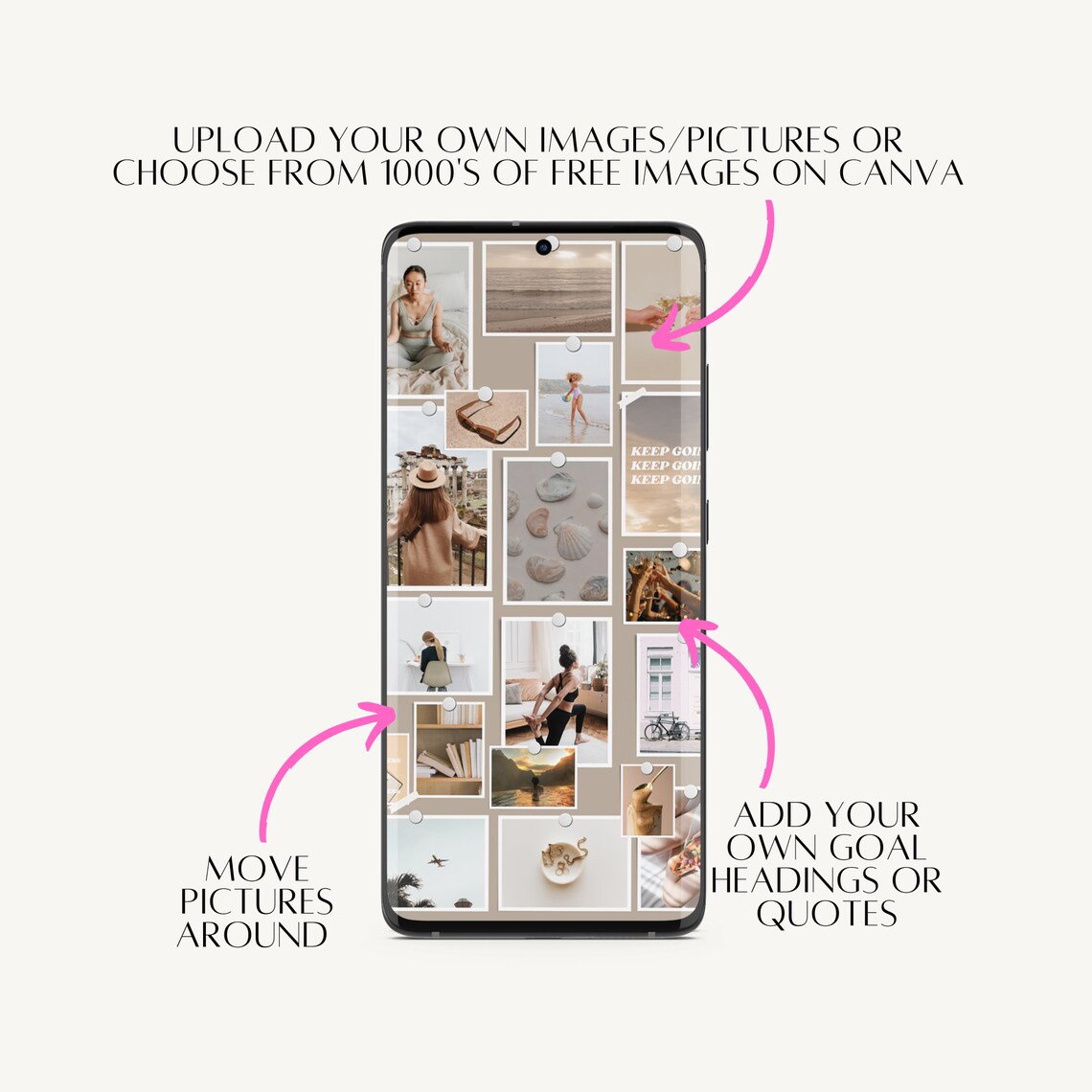 Vision Board, Phone Wallpaper, Canva Template, Vision Board Lockscreen ...