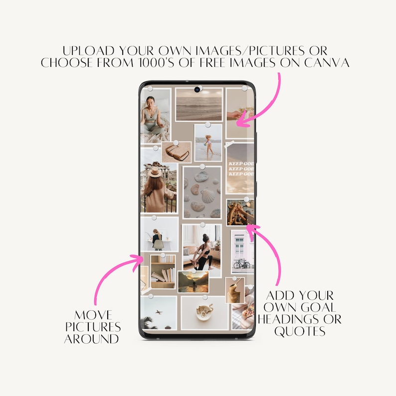 Vision Board, Phone Wallpaper, Canva Template, Vision Board Lockscreen ...
