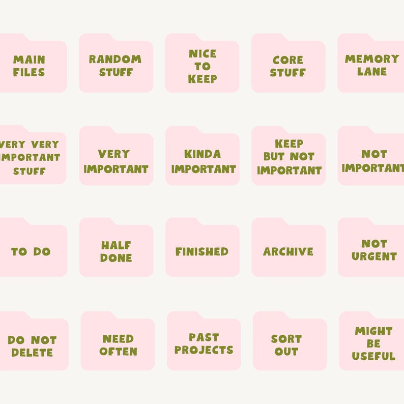 Desktop Folder Icons With Labels, Digital Organizer Set for Mac ...