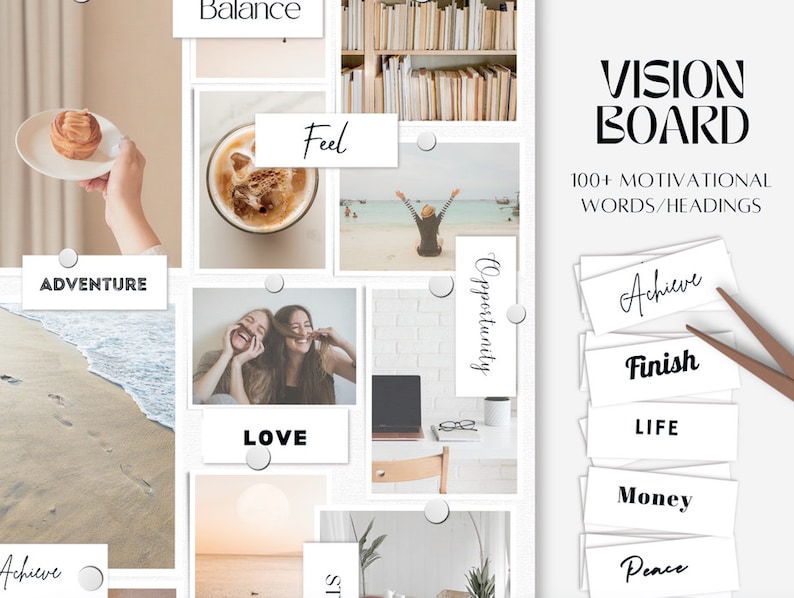 Printable Vision Board Words, 2025 Vision Board, Printable Positive ...