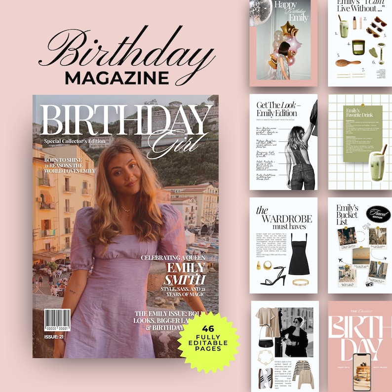 Birthday Magazine Template Best Friend Gift, Editable Magazine Bestie ...
