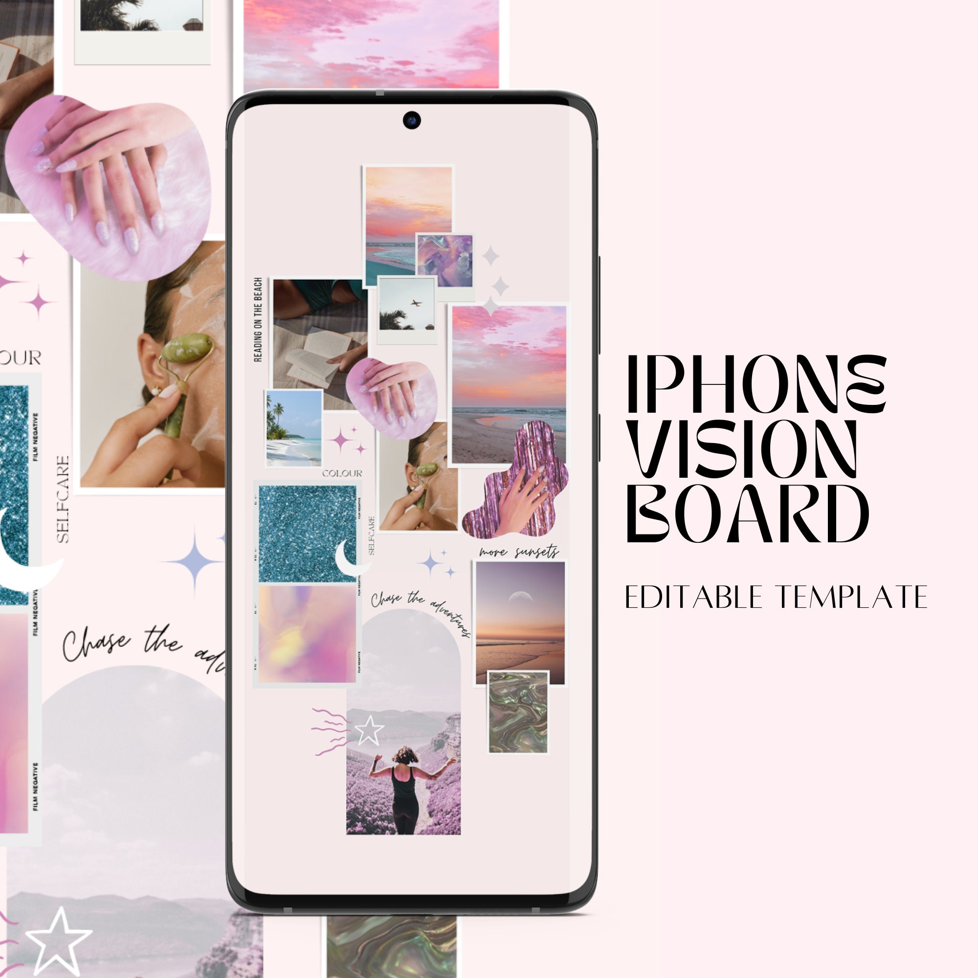 Vision Board, Phone Wallpaper, Canva Template, Vision Board Lockscreen ...