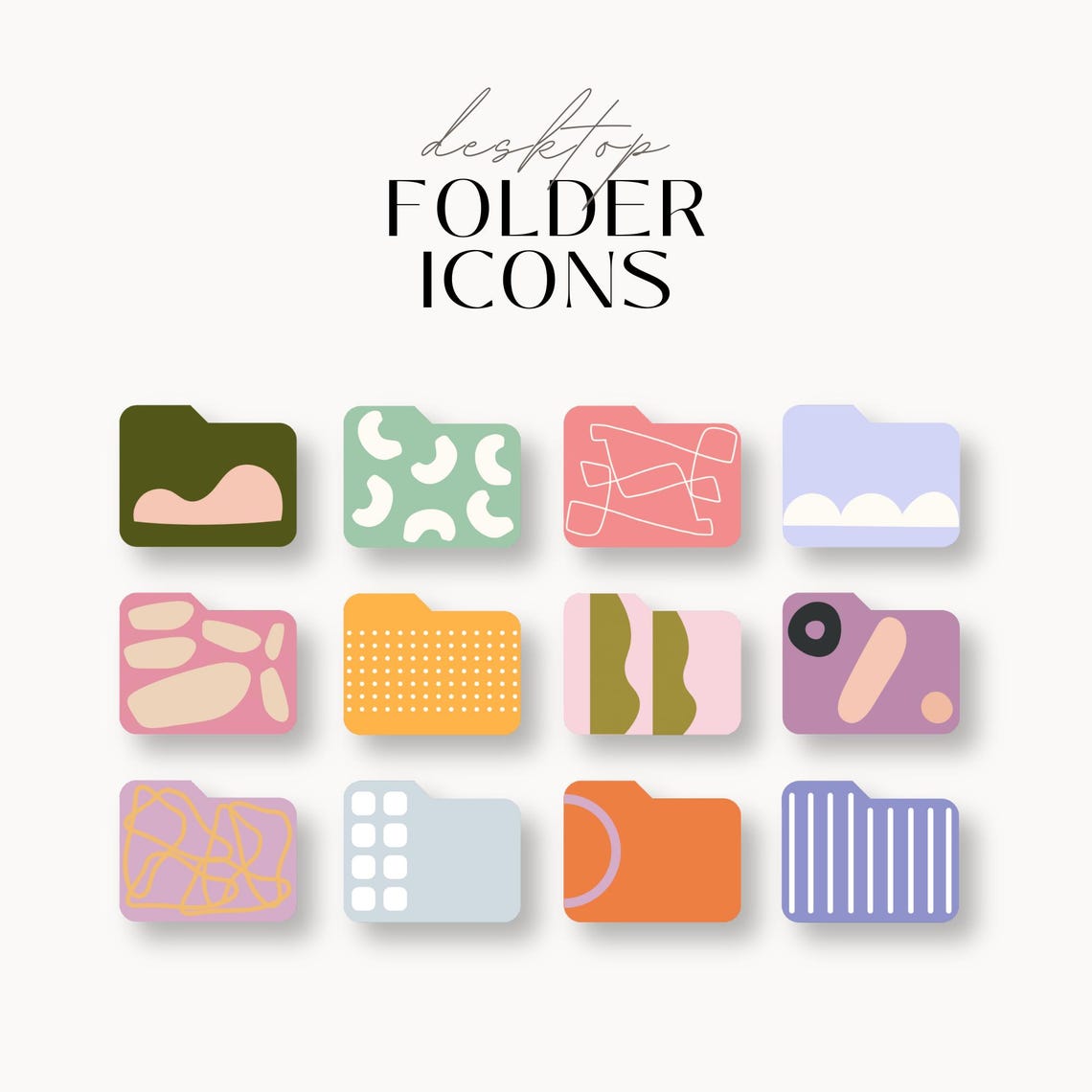 Colorful Desktop Folder Icons: Mac File Organization (digital Download ...