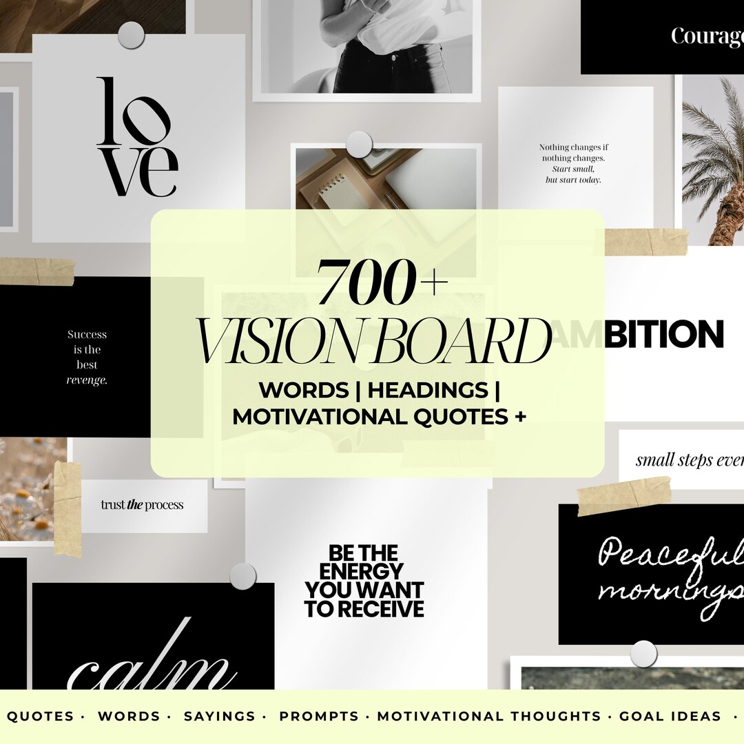Printable Vision Board Motivational Quotes, Headings, Prompts for ...