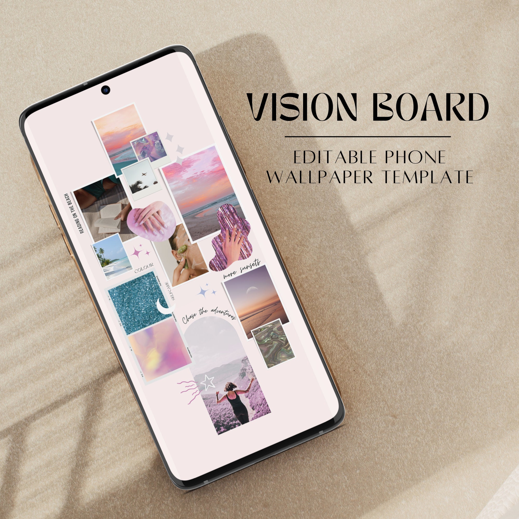 Vision Board, Phone Wallpaper, Canva Template, Vision Board Lockscreen ...