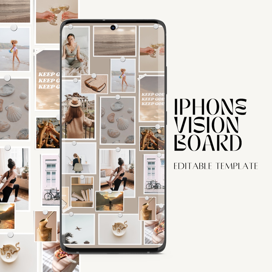Vision Board, Phone Wallpaper, Canva Template, Vision Board Lockscreen ...