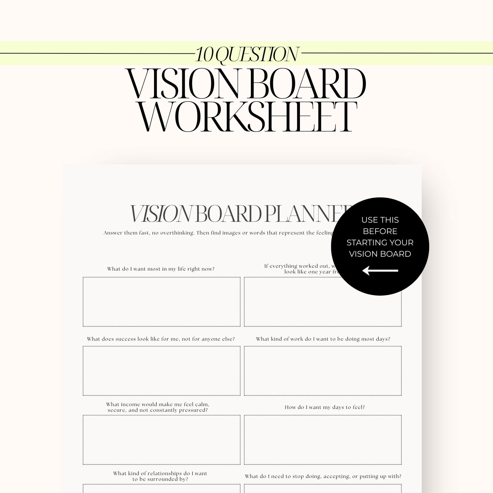 Goal Setting Worksheet, Vision Board Planner, Life & Career Goals ...