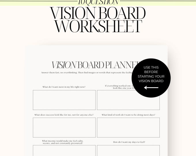 Goal Setting Worksheet, Vision Board Planner, Life & Career Goals ...