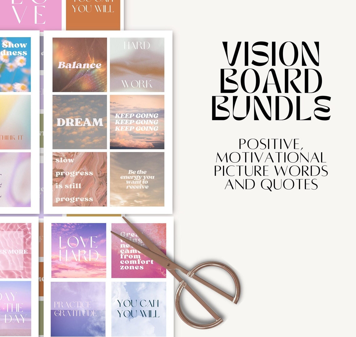 Vision Board Quotes, Printable 2024 Vision Board, Motivational Sayings ...