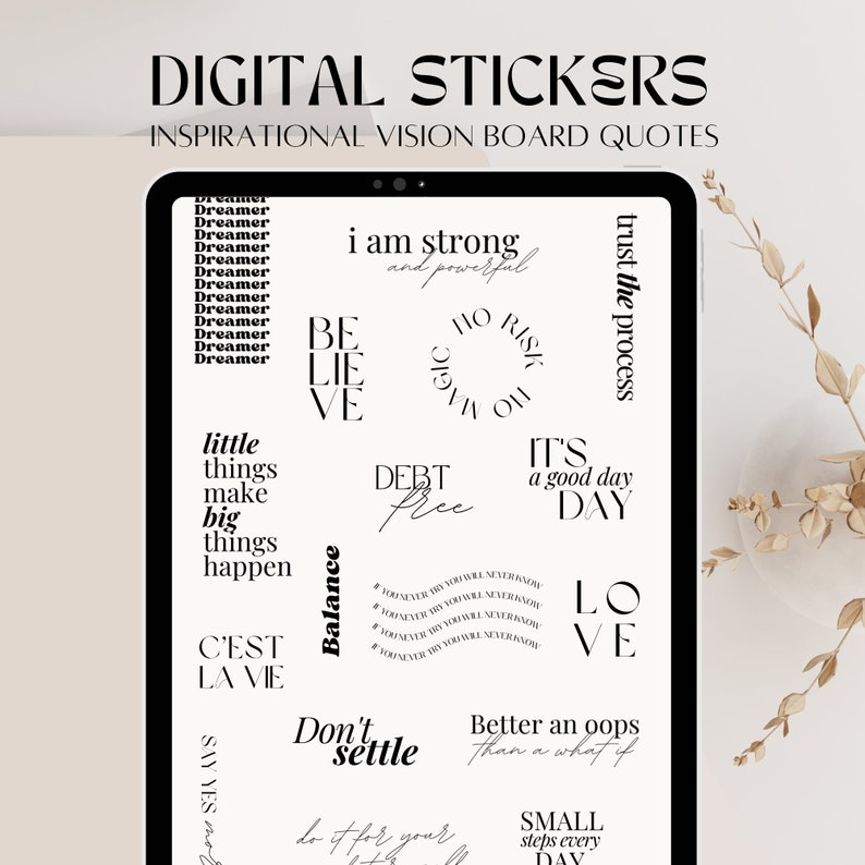 Digital Motivational Quote Stickers PNG Bundle Printable - Etsy
