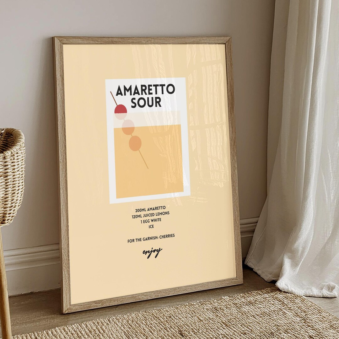 Amaretto Sour Poster, Amaretto Sour Art, Amaretto Sour Print, Cocktail ...
