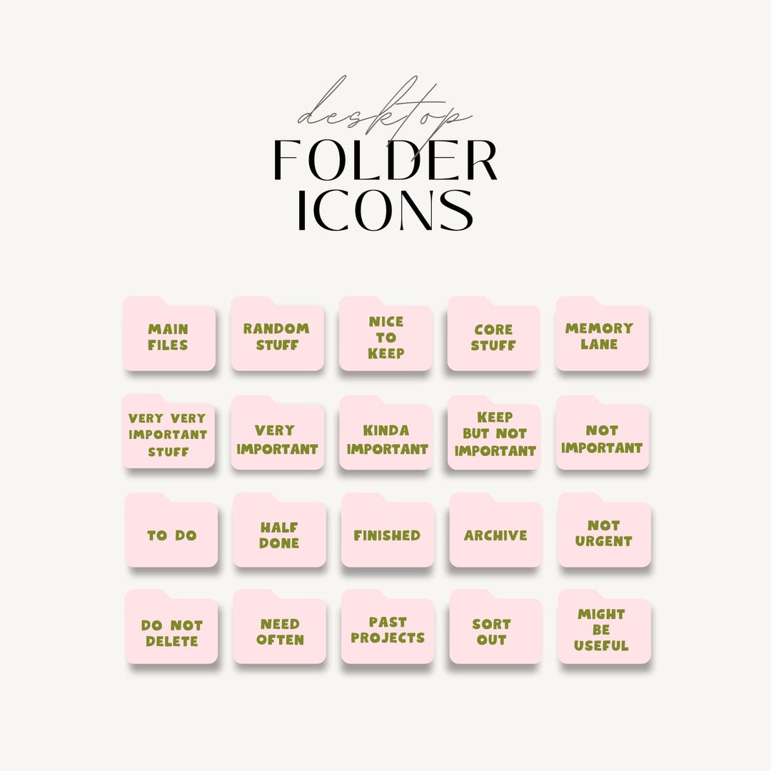 Desktop Folder Icons With Labels, Digital Organizer Set for Mac ...