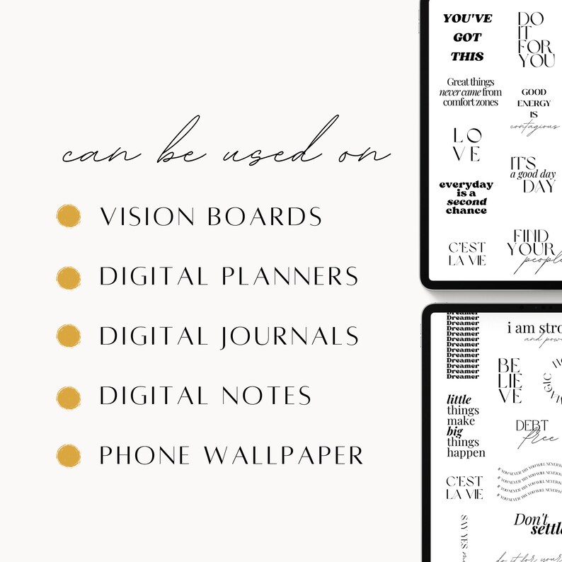Vision Board Kit Stickers Digital Png Motivation Goals Planner Stickers ...