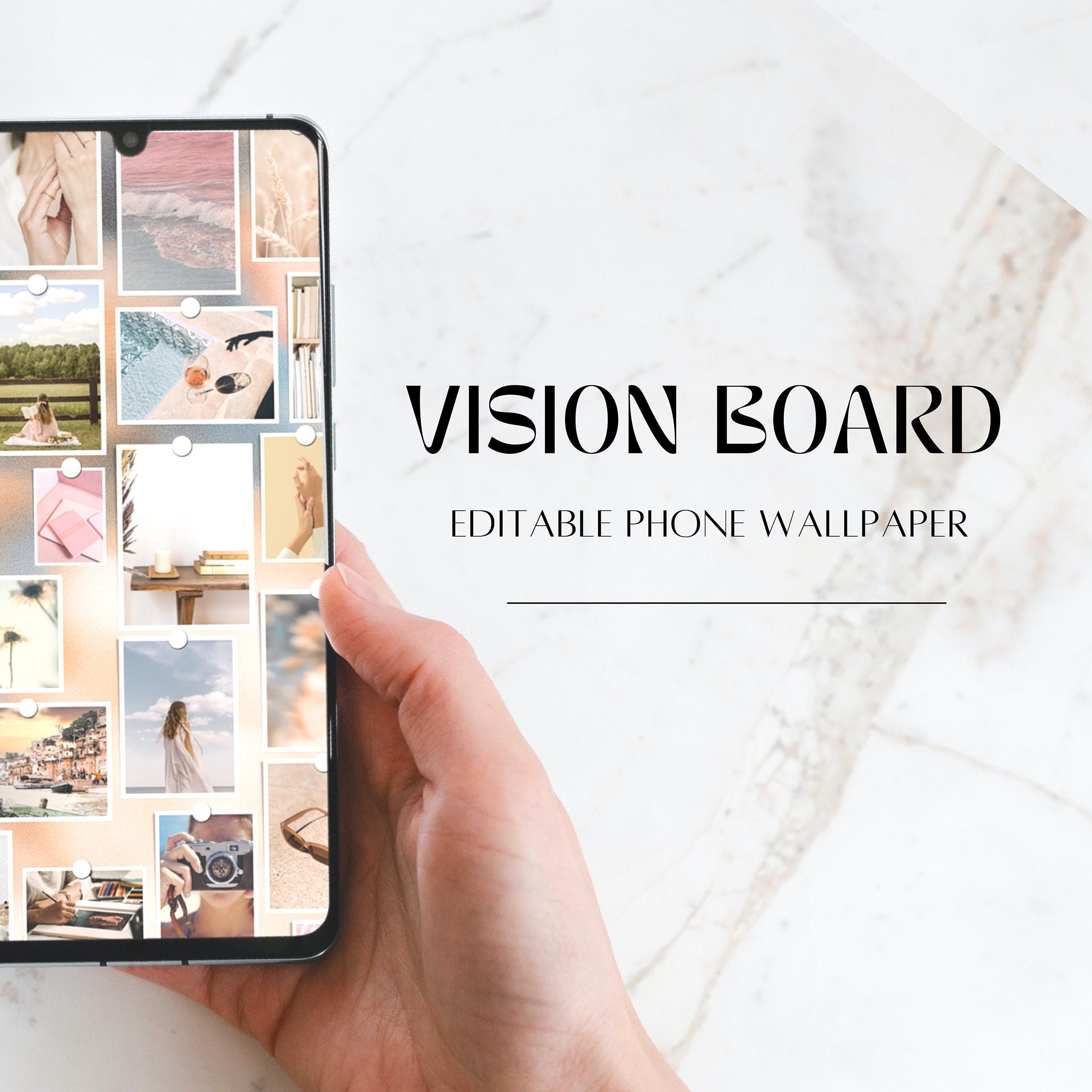 Phone Wallpaper Vision Board, Canva Template, Vision Board Lockscreen ...