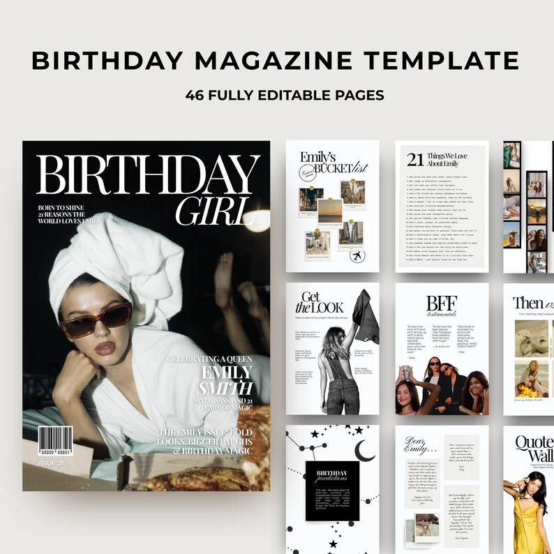 Magazine Template Best Friend Birthday Gift, Editable Magazine Bestie ...