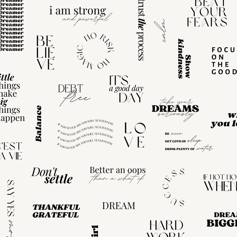Digital Motivational Quote Stickers PNG Bundle Printable - Etsy