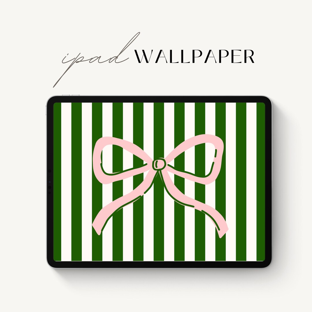 Bow Lockscreen, iPad Wallpaper, Green and Pink Screensaver, Digital ...