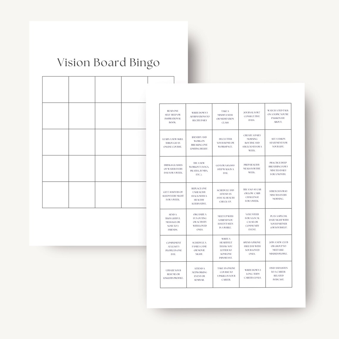 Vision Board Bingo, Goal Ideas, Printable 2025 Bingo Goals, Vision ...