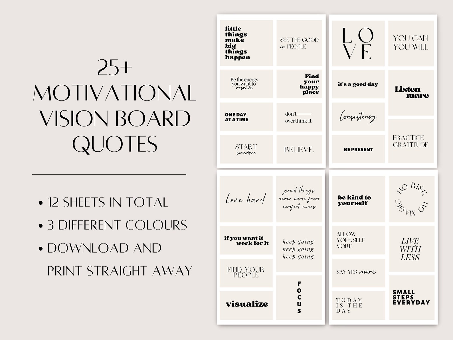 Motivational Vision Board Quotes Printable 2024 Vision Board - Etsy