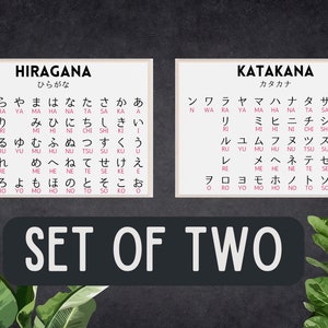 Set of 2 Japanese HIRAGANA & KATAKANA Chart Digital Printable Wall Art ...