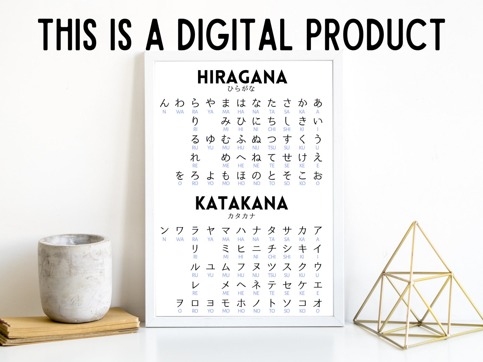 Japanese HIRAGANA and KATAKANA Chart Minimalistic Design Digital ...