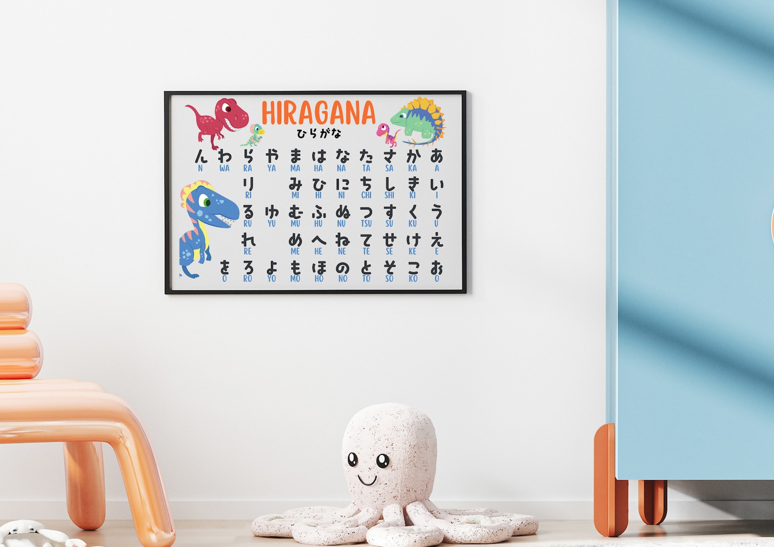 Set of 2 Japanese HIRAGANA & KATAKANA Chart With Dinosaurs Digital ...
