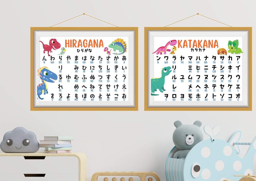 Set of 2 Japanese HIRAGANA & KATAKANA Chart With Dinosaurs Digital ...