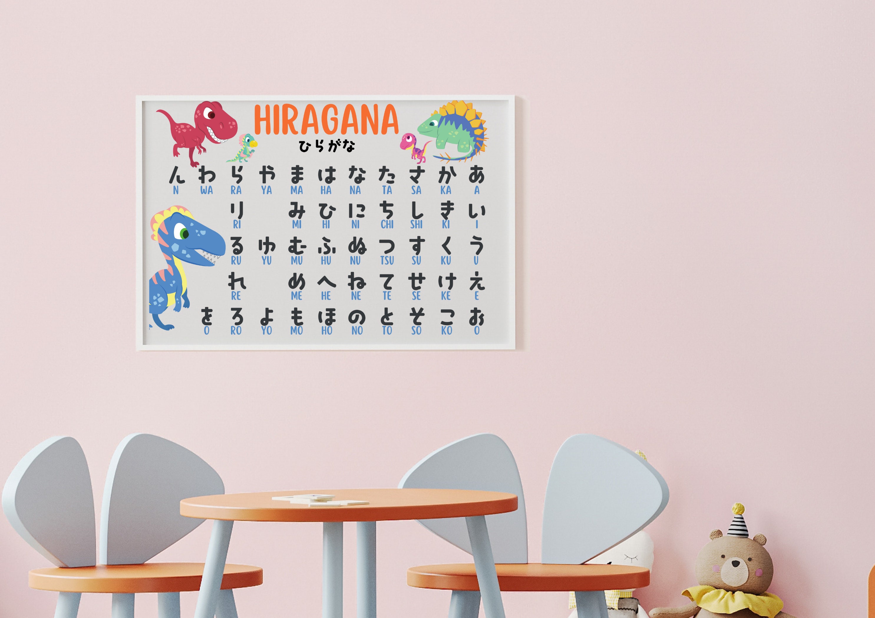 Set of 2 Japanese HIRAGANA & KATAKANA Chart With Dinosaurs Digital ...