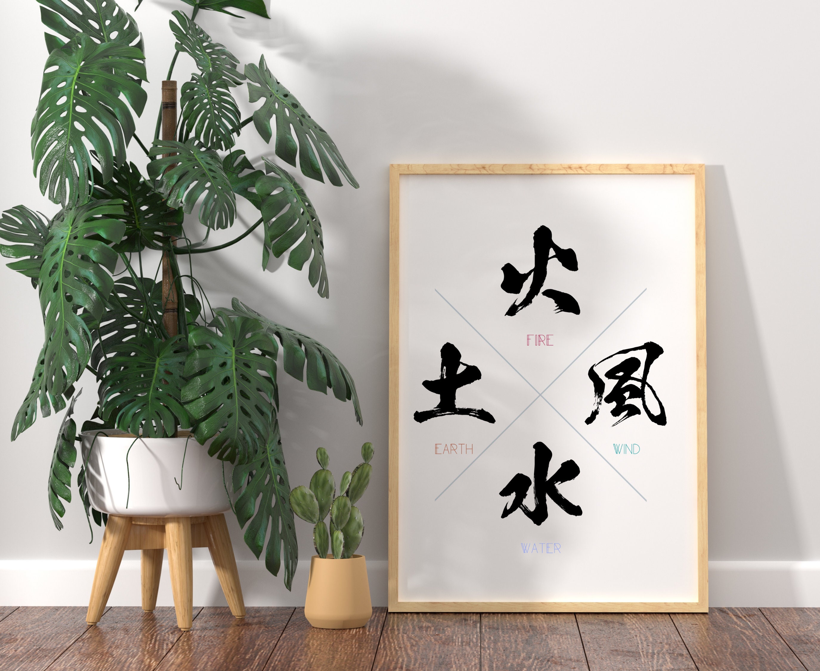 FOUR ELEMENTS Fire Water Earth and Wind Japanese - Etsy