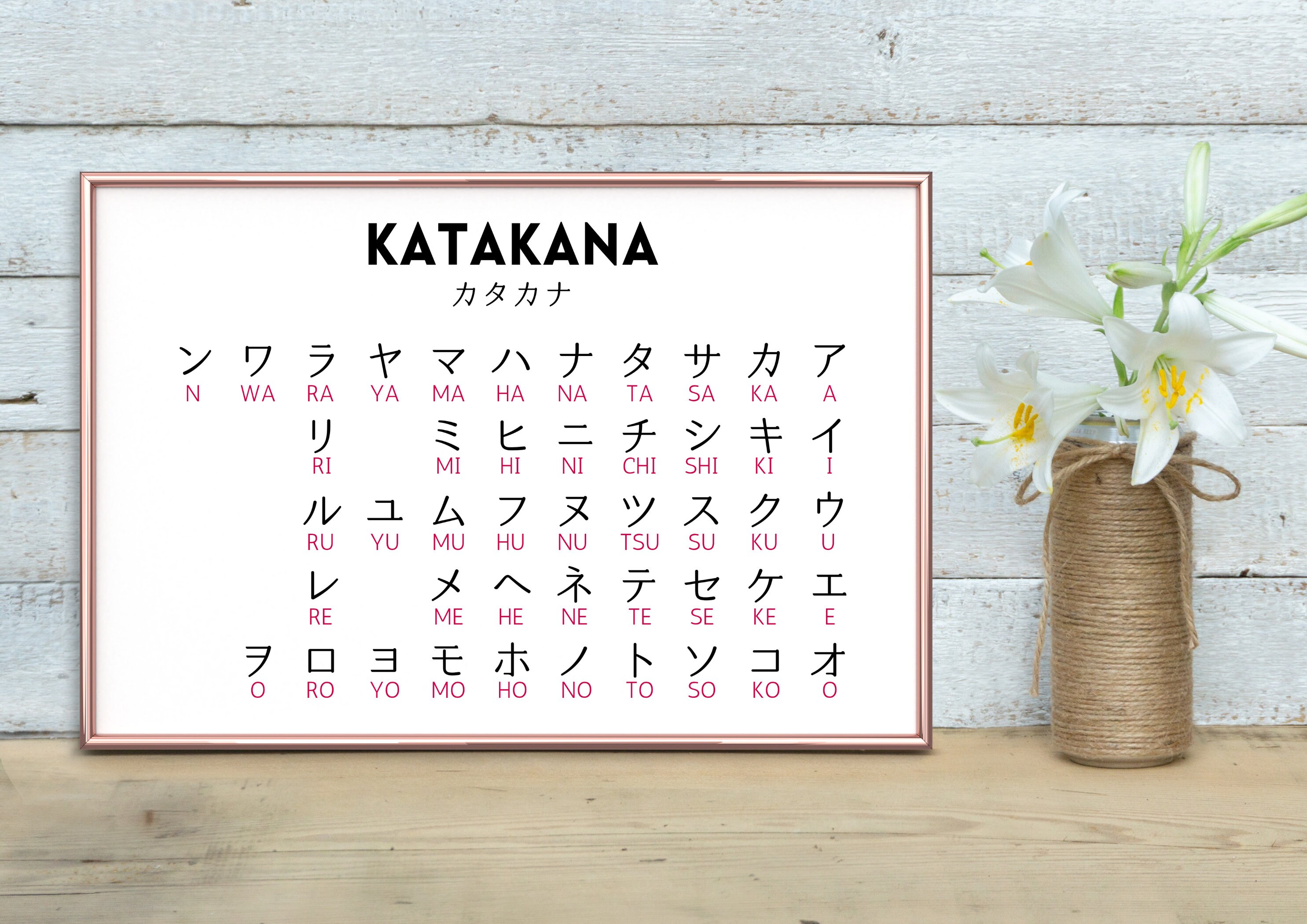 Japanese KATAKANA Chart Minimalistc Design Digital Printable Wall Art ...